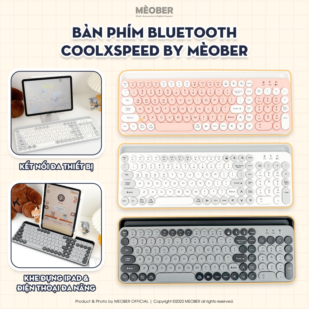 Bàn phím không dây Bluetooth Fullsize CoolxSpeed by MèoBer dành cho PC ...