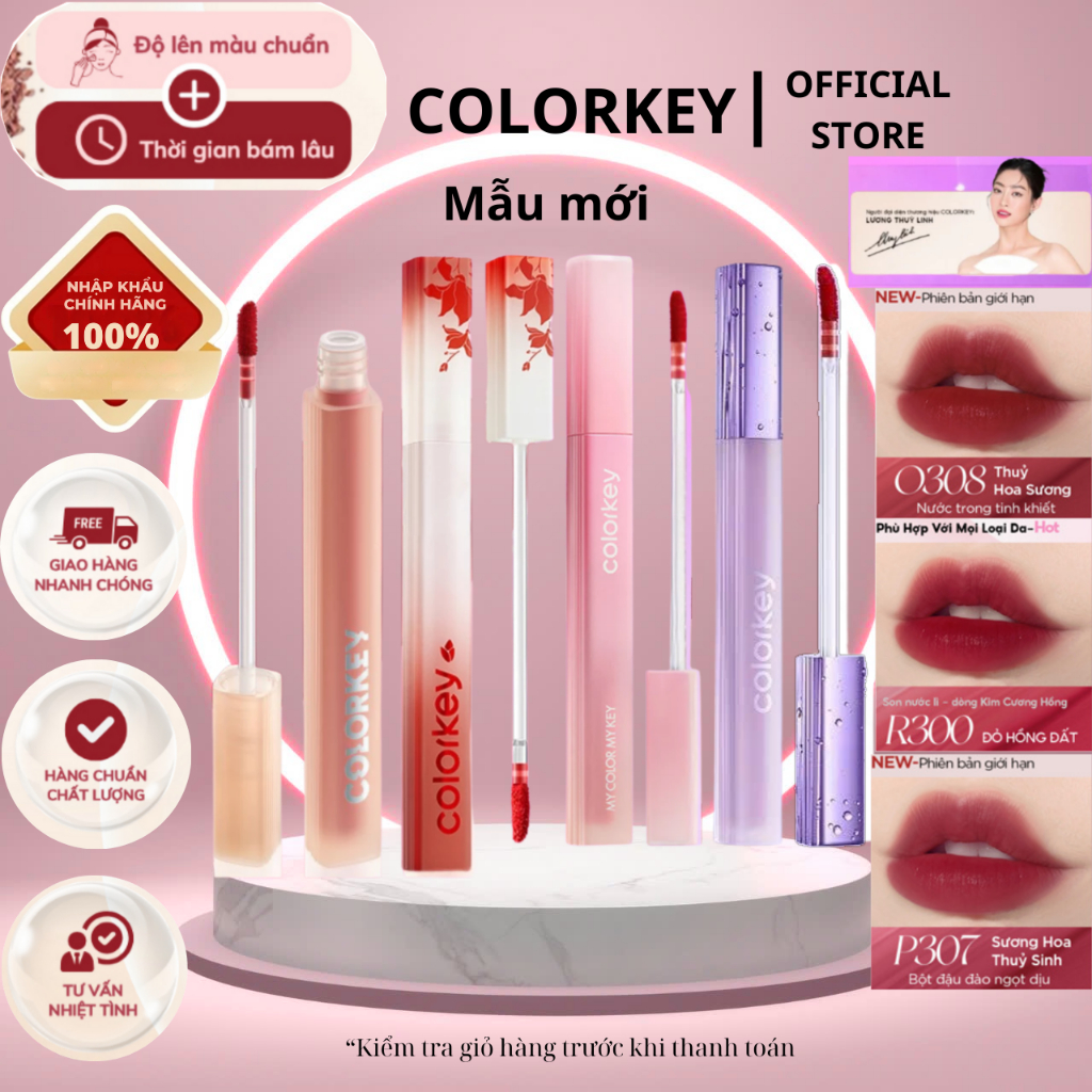 Son colorkey watery tint không dính cốc Siêu mịn Môi | Shopee Việt Nam