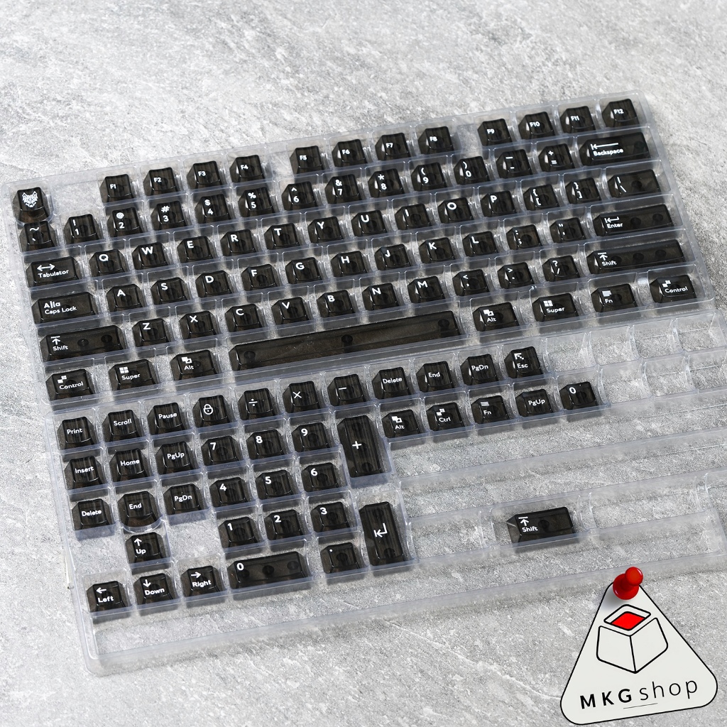 Keycap Clear Black Aifei | ABS in UV | Cherry profile | Bộ nút bàn phím ...