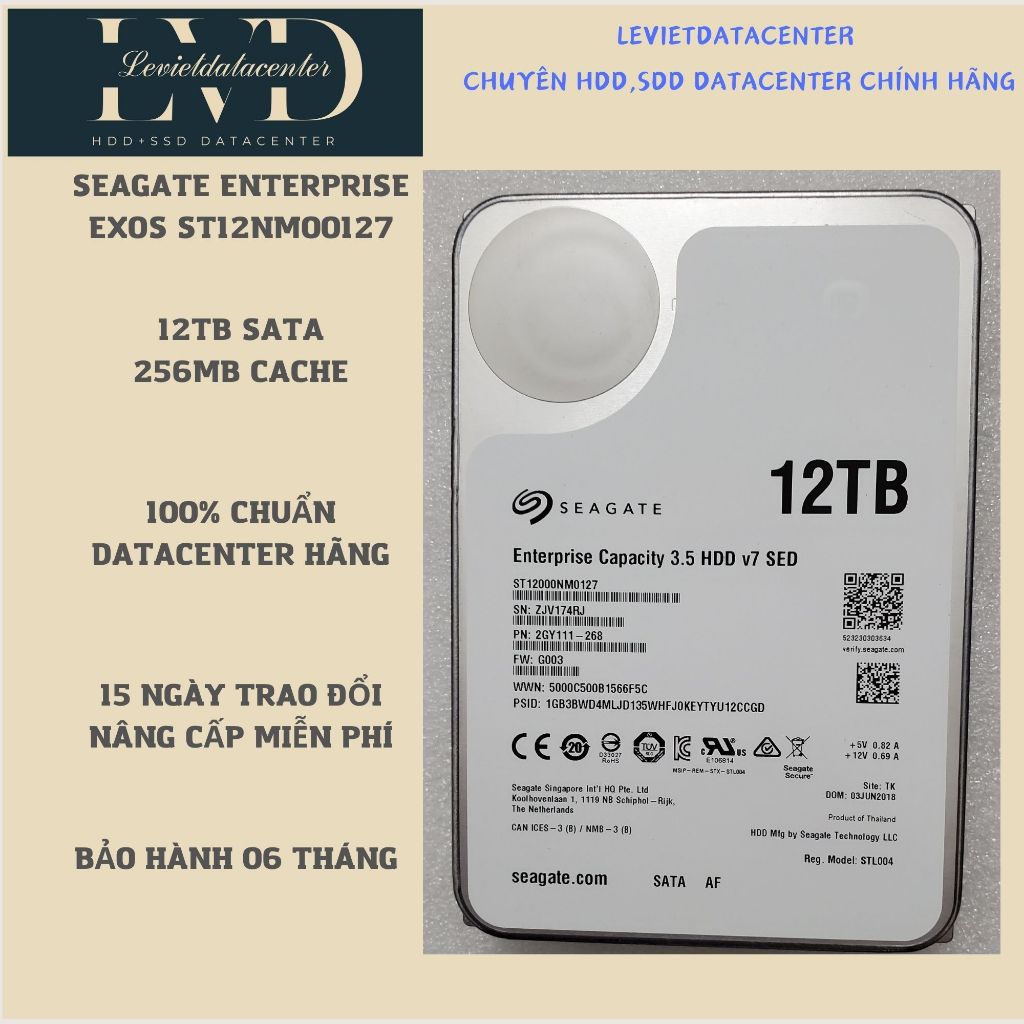 HDD ổ cứng datacenter 3.5 inch sata Seagate Exos Enterprise 12TB, HGST ultrastar DC520 12TB ...