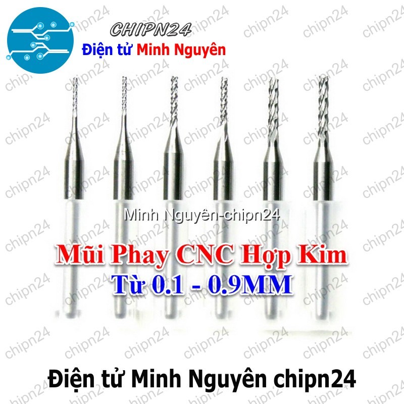 Mũi Phay mạch in CNC Hợp kim (0.4mm 0.5mm 0.6mm 0.7mm 0.8mm 0.9mm PCB ...