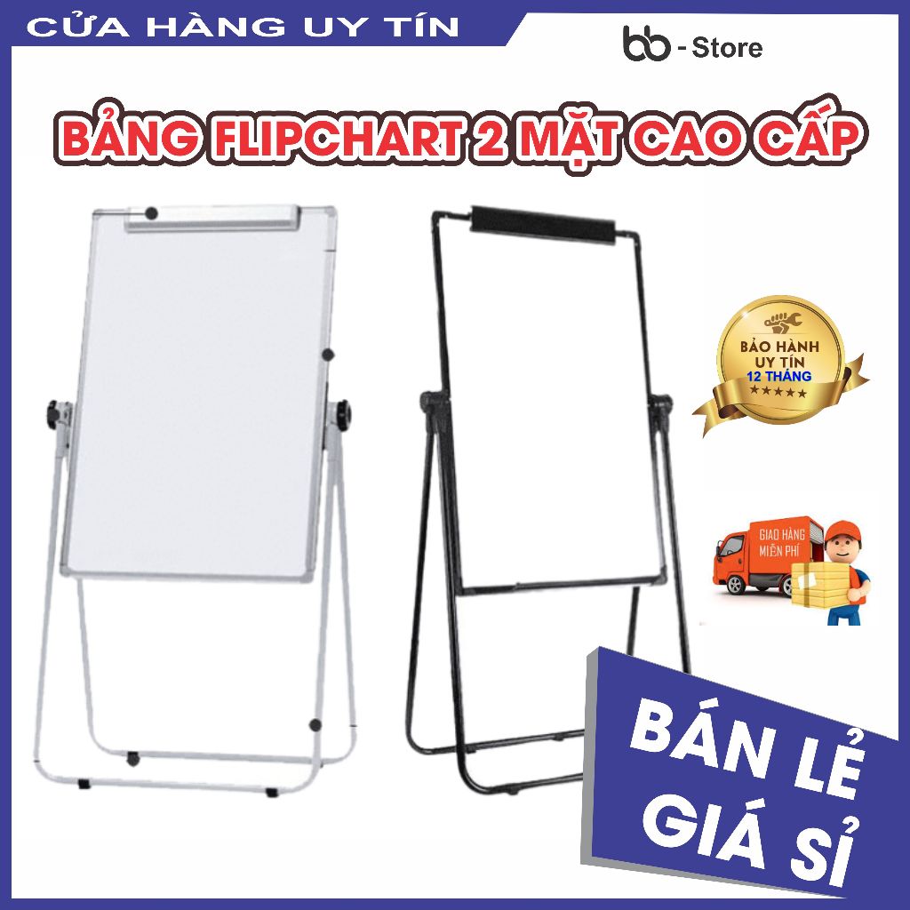Bảng flipchart văn phòng viết bút lông không dòng kẻ, chân gấp di động ...