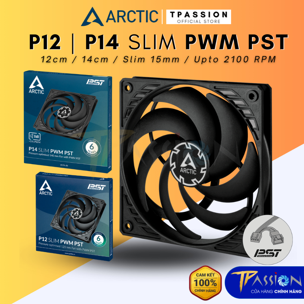 Quạt Fan Case Arctic P8 / P12 / P14 SLIM PWM PST - Chính hãng, tản nhiệt đến 2100RPM, 120 140mm ...