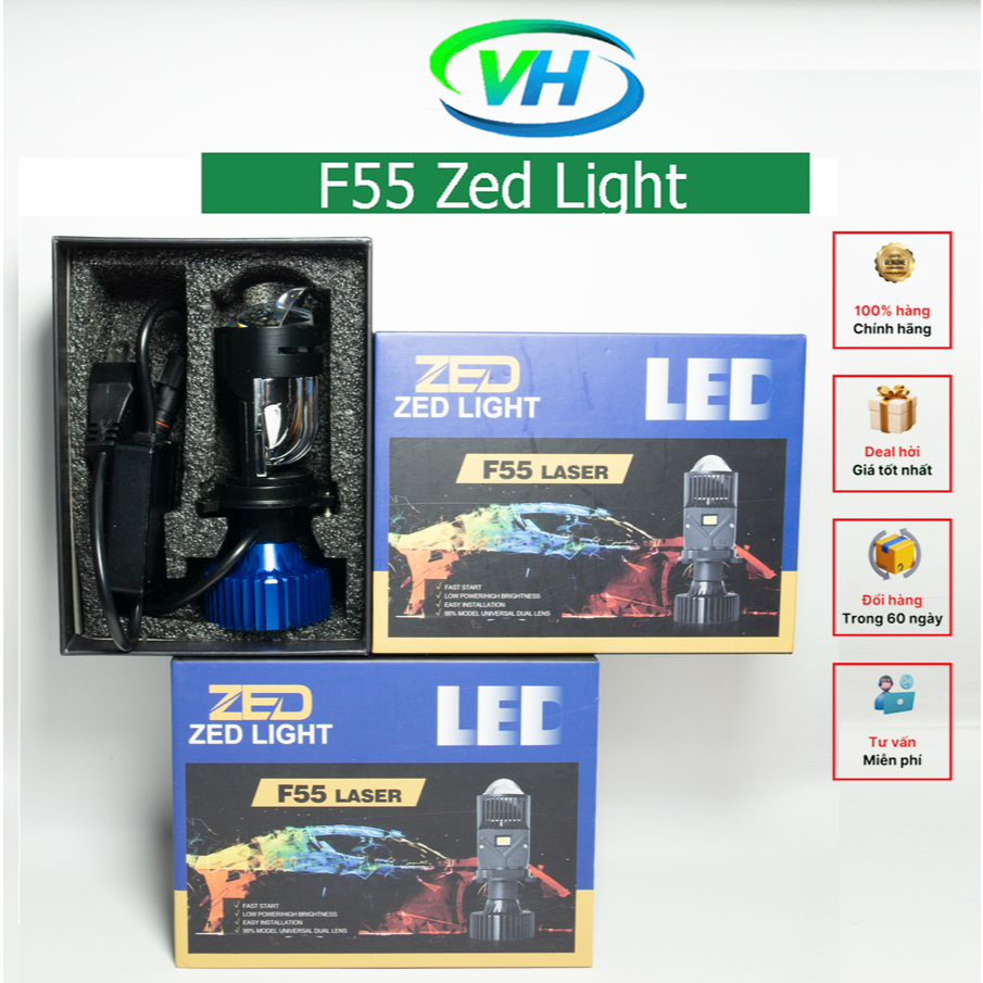 Đèn LED Bi Cầu F55 LASER ZED LIGHT, 9-15V DC Chân H4 Lắp Xe Máy, Ô Tô ...