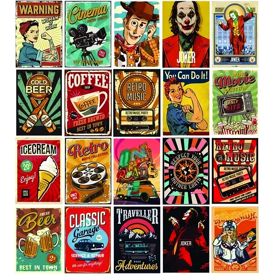 Decal Vintage Set 20 Tấm Decal Retro - Poster Trang trí Tường, decor ...