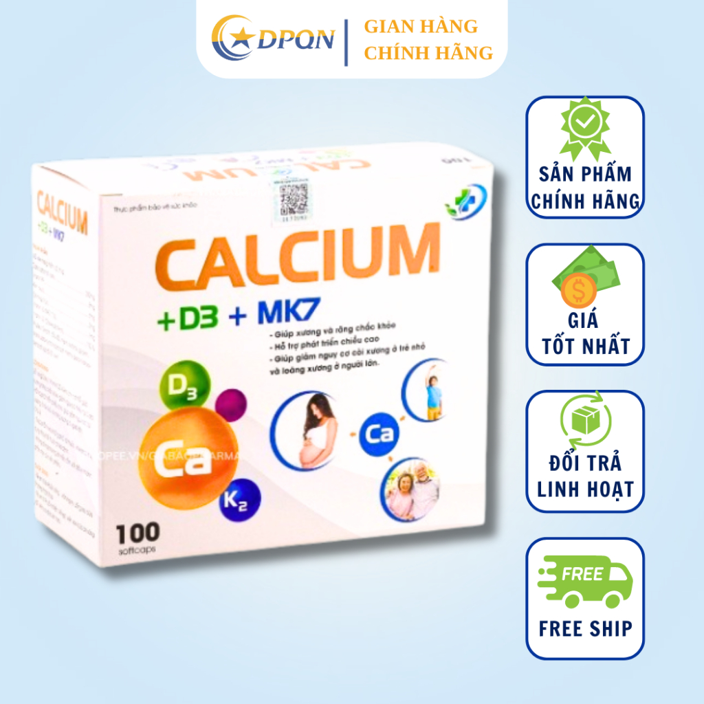 Calcium D3 MK7 bổ sung canxi cho bà bầu, bổ sung canxi và vitamin D3 (Hộp 100 Viên) | Shopee ...