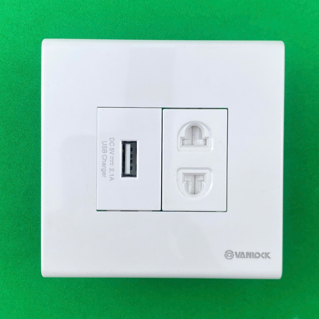 Ổ Cắm Đơn 2 Chấu 16A + Ổ USB 5V 2.1A Vuông Sino Dòng S98CC - Hàng Ghép ...