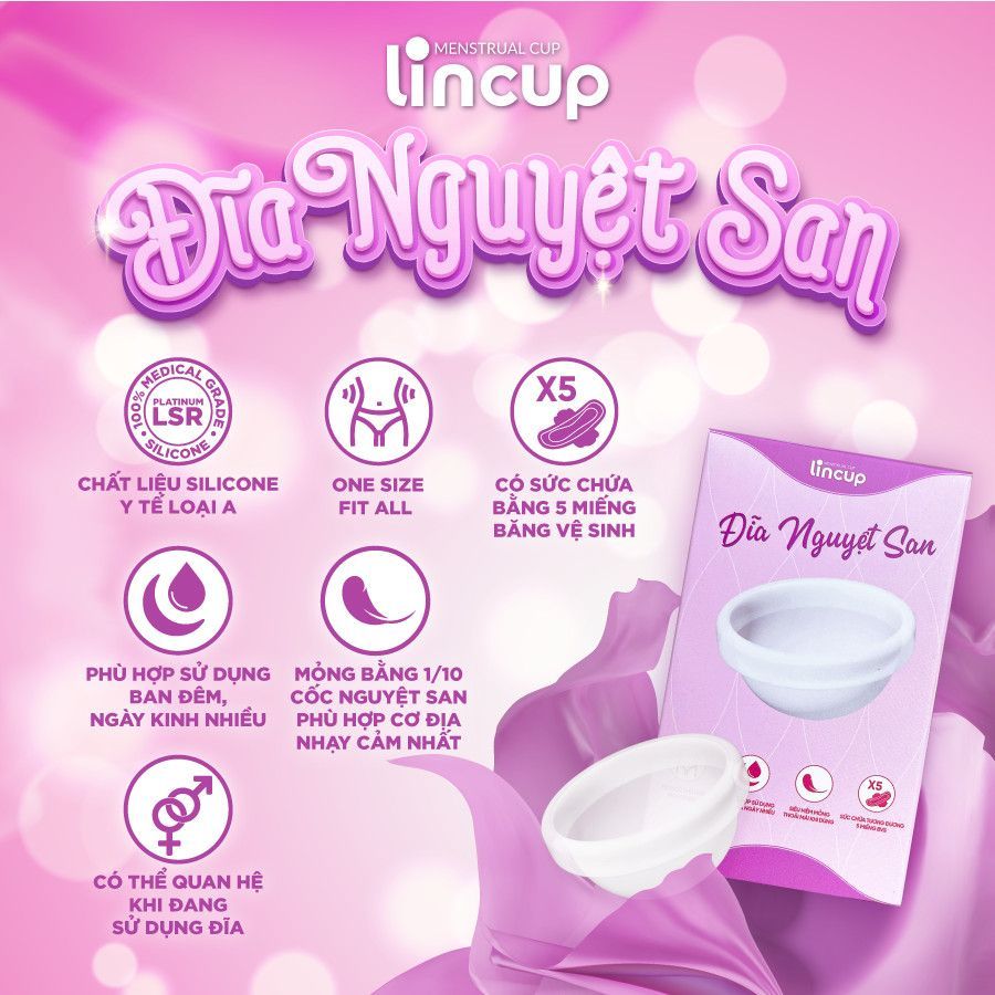 Đĩa (cốc) Nguyệt San Lincup Chính hãng - siêu mềm - Dung tích tối đa 55ml - Dễ dàng sử dụng [t9 ...