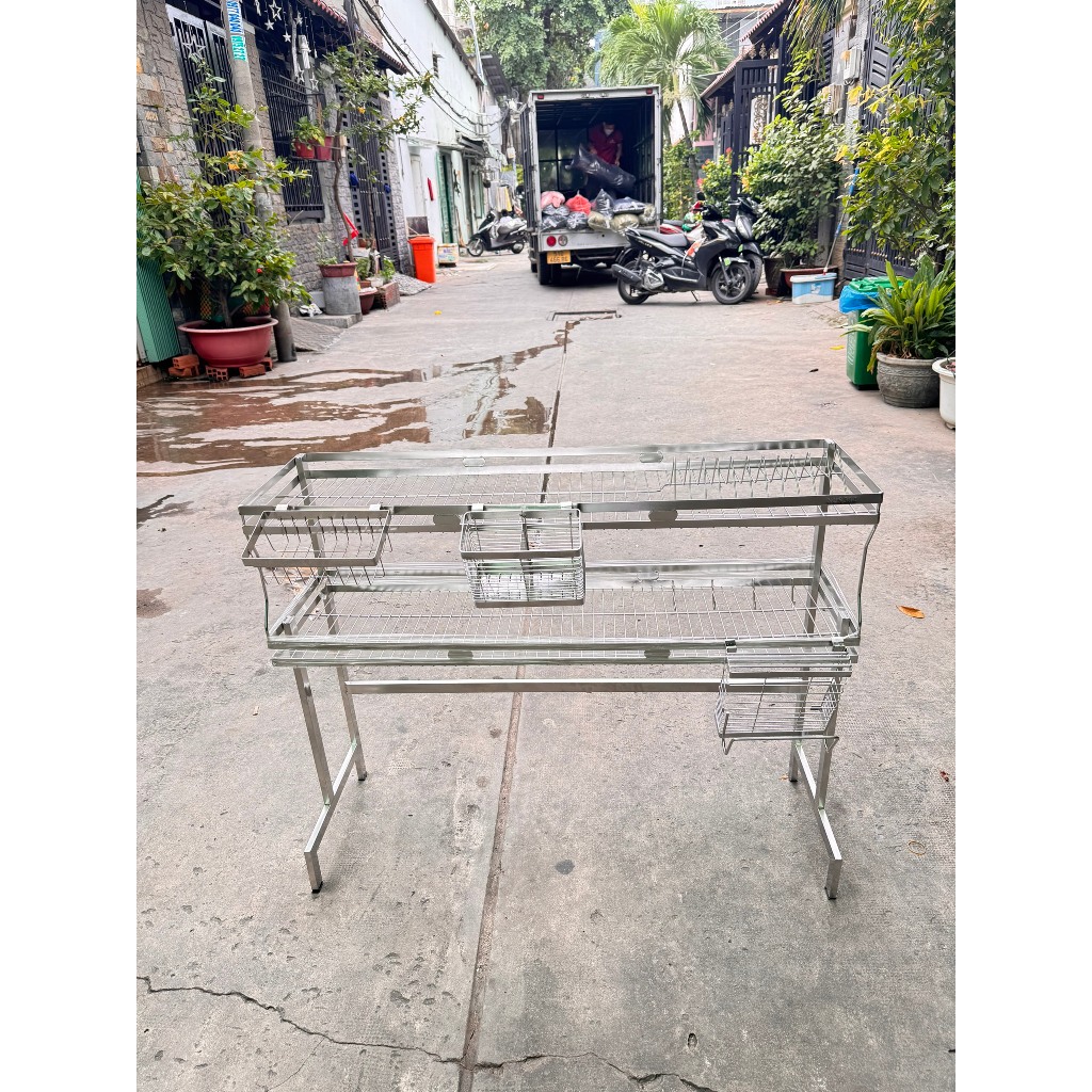 Kệ chén bồn inox 304 TRƯƠNG PHÁT kích thước 2 Tầng dài 80,90cm,1m,1,1m,1,2m x rộng 33cm x cao ...