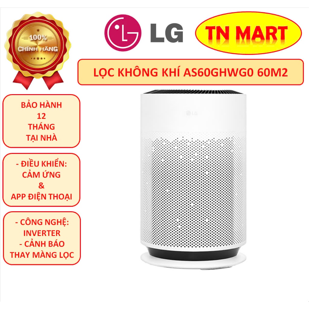 Máy lọc không khí LG AS60GHWG0 60m2, Inverter, PuriCare 360 Hit, chính ...