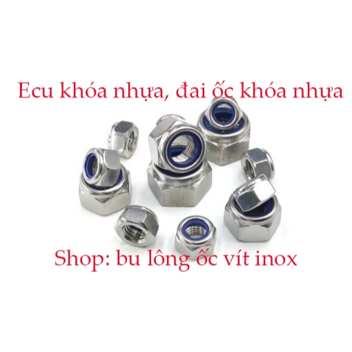 Ecu khoá nhựa inox 304 M3 - M12, đai ốc khoá nhựa inox, ecu chống xoay ...