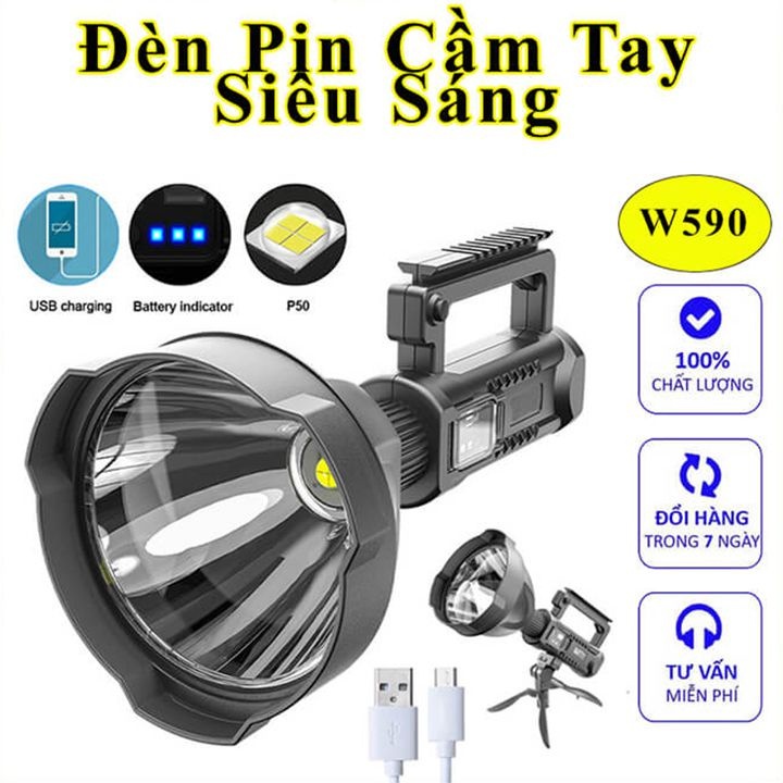 Đèn pin cầm tay siêu sáng chiếu xa 1000m chống thấm nước có chân đế W591 Sáng | Shopee Việt Nam