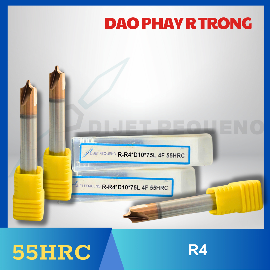 Dao phay R trong phủ Nano R4, 4 me cắt, độ cứng 55HRC | Shopee Việt Nam
