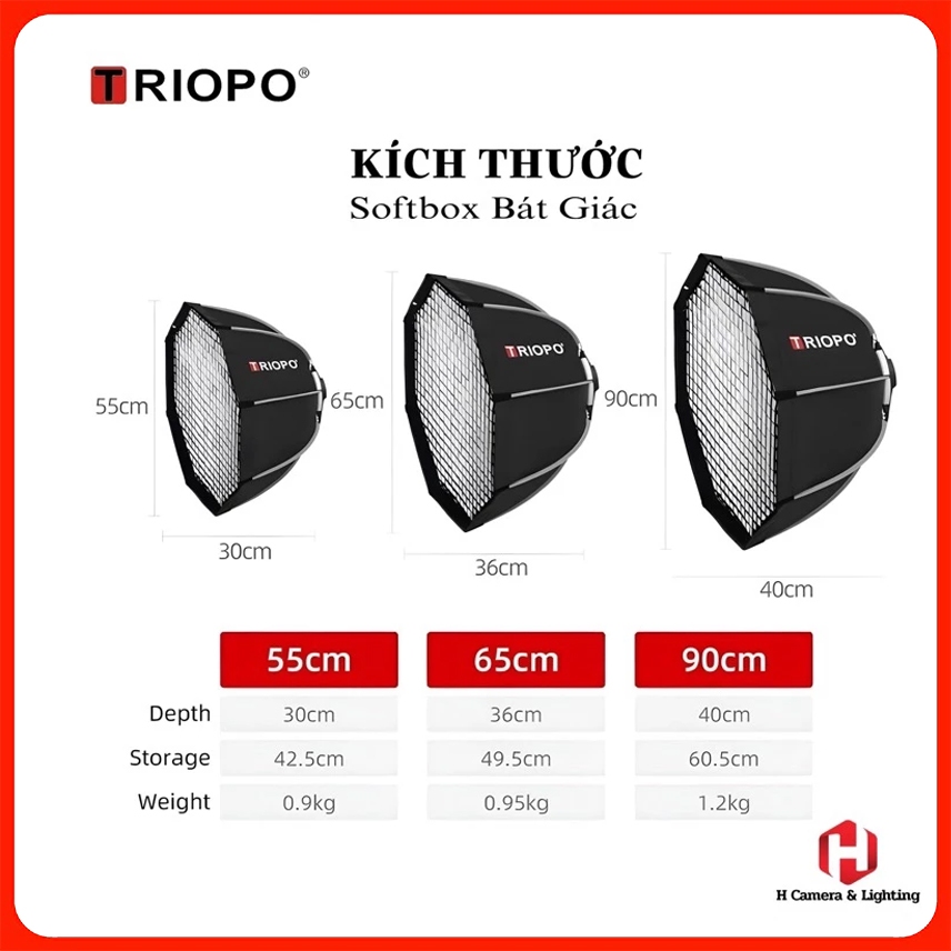 Sofftbox Bát Giác Thao Tác Nhanh TRIOPO K2 55,K2 65, K2 90 Kèm Lưới Tổ Ong Ngàm Bowen | Shopee ...