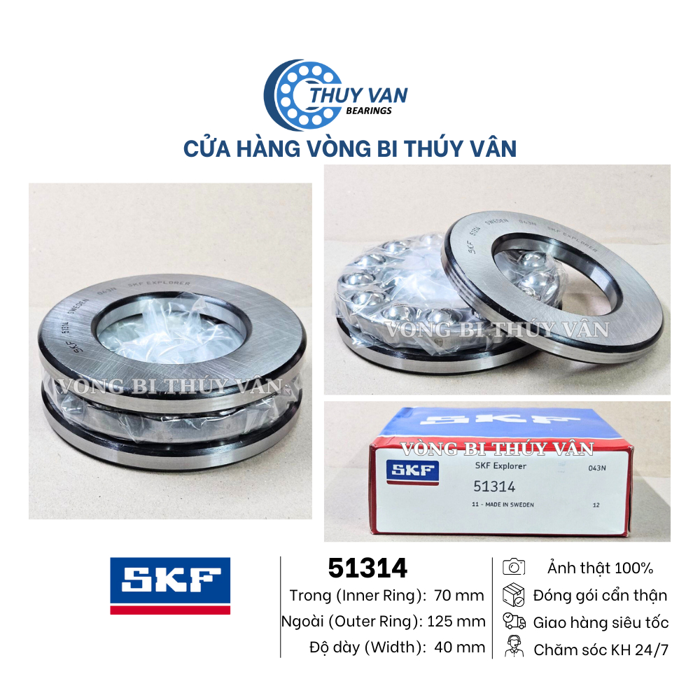Vòng bi bạc đạn chà, tỳ, đẩy, chặn trục hạt tròn 51314 51315 51316 ...