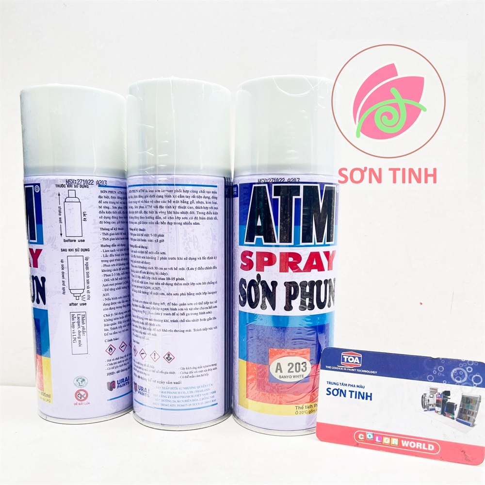 Sơn xịt ATM màu màu trắng sứ xám Sanyo White A203 - 1 lọ | Shopee Việt Nam