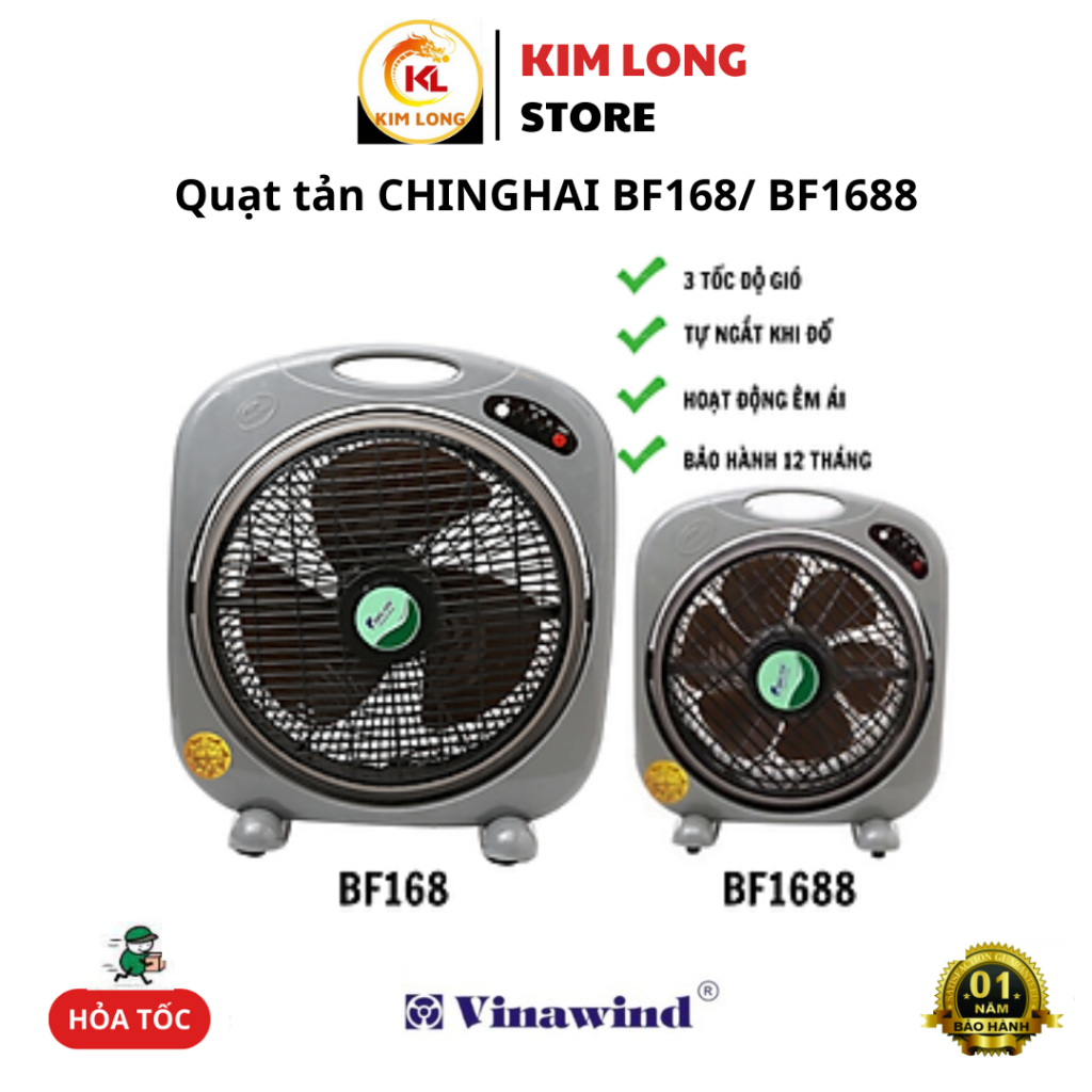 Quạt hộp - Quạt tản CHINGHAI BF168(40cm)/ BF1688(25cm), động cơ mạnh mẽ bền bỉ, gió mát - không ...
