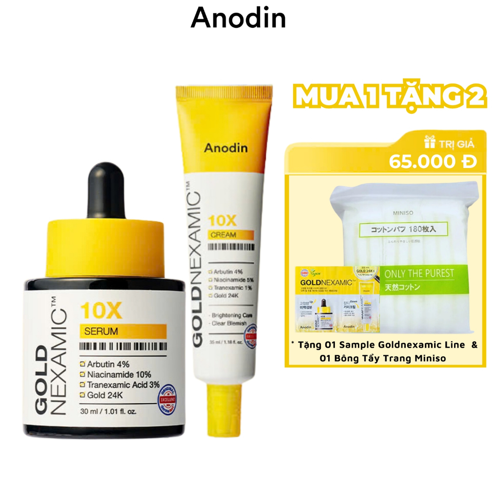 Combo kem dưỡng Gold nexamic 10X ,Serum Gold nexamic 10X Làm trắng,xóa ...