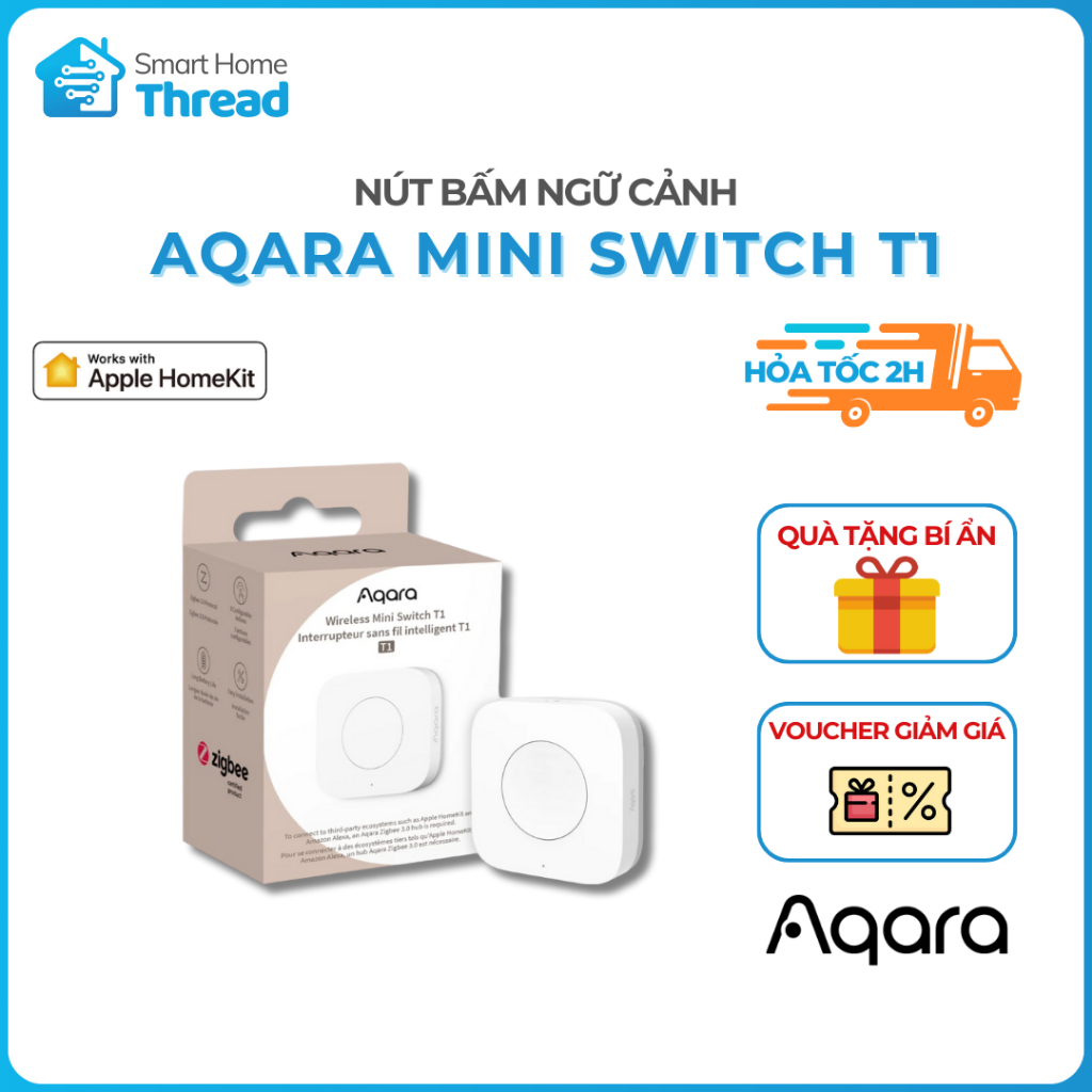 Aqara Mini Switch T1 - Nút bấm ngữ cảnh, Kết nối Zigbee 3.0, Pin 2 năm ...