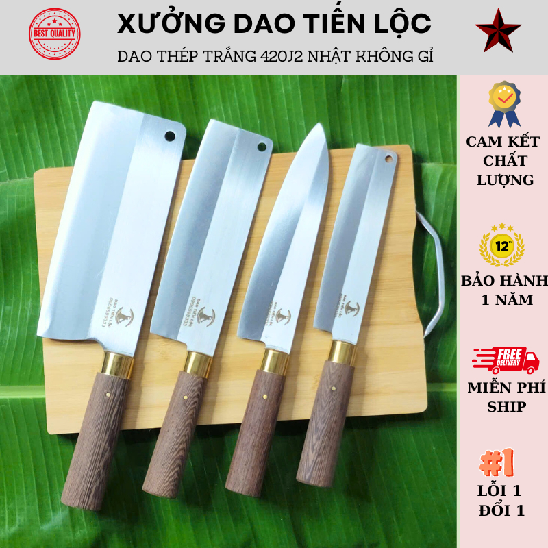 Bộ dao nhà bếp, Bộ 4 dao thép trắng không han gỉ được rèn từ thép trắng ...