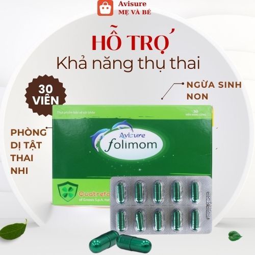 Bổ trứng đều kinh tăng khả năng thụ thai Avisure Folimom chính hãng hộp ...
