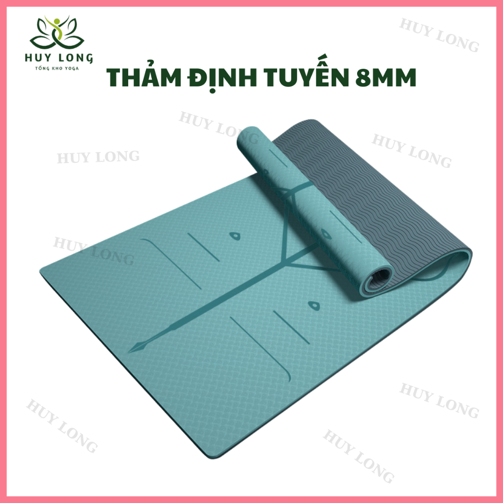 Thảm yoga 8mm 2 lớp định tuyến , chống trơn trượt , bám sàn thấm hút mồ ...