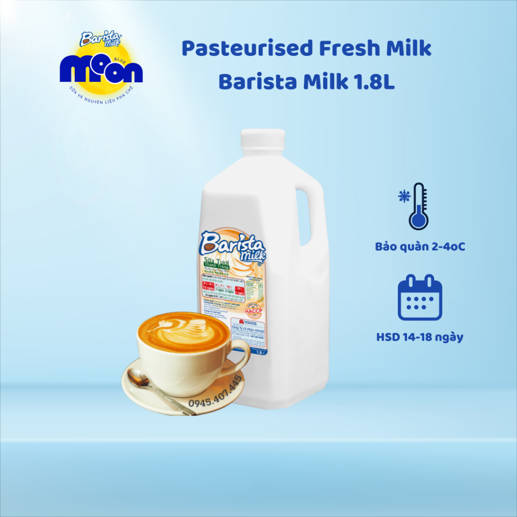 [HCM] Pasteurised Fresh Milk Barista Milk 1.8L - Pure Milk | Shopee ...