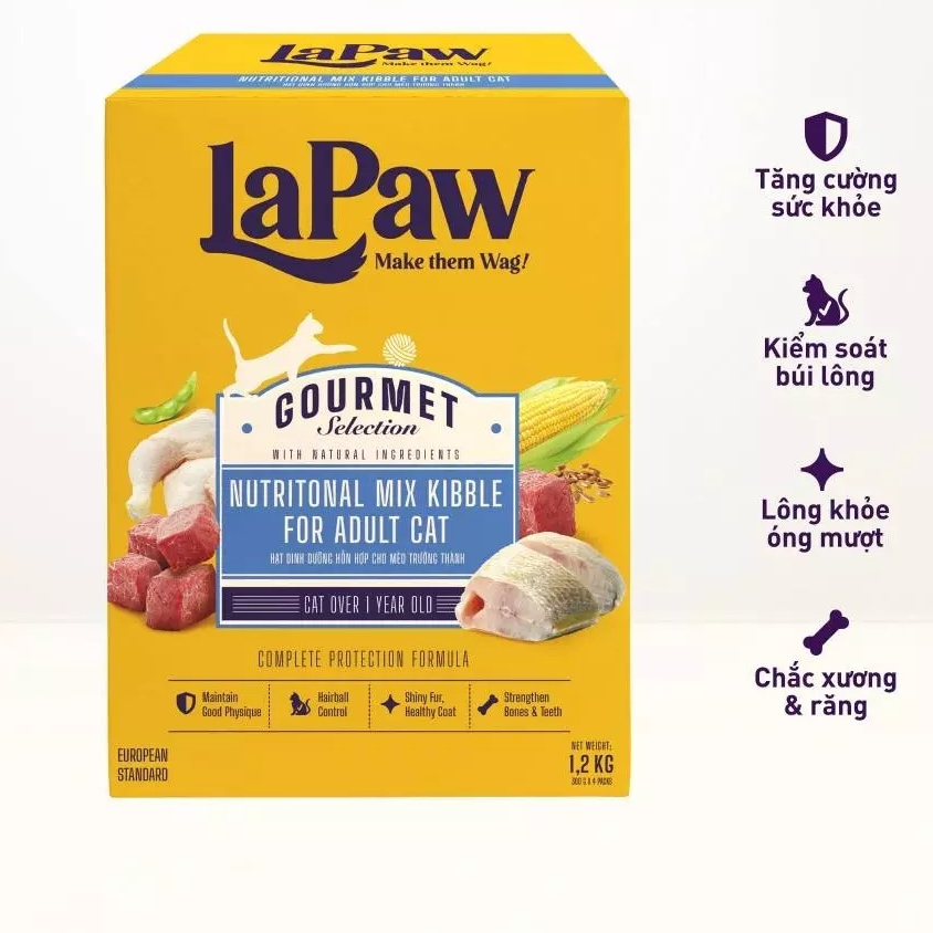 thức ăn hạt LAPAW Gourmet 1,2kg dành cho mèo | Shopee Việt Nam