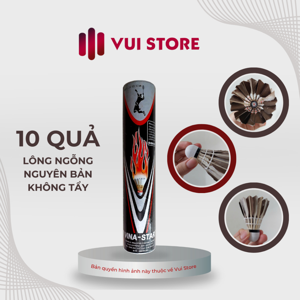 Cầu Vina Star Đen - Ống 12 quả - Lông nguyên bản không tẩy - Hàng phân ...