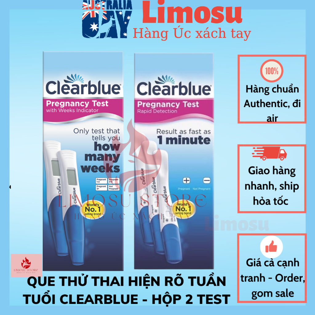 Que thử thai điện tử hiện rõ tuần tuổi Clearblue How many Weeks hộp 2 ...