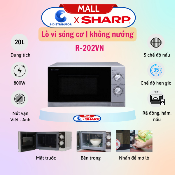 Lò Vi Sóng Cơ Sharp R-202VN-S (20L) - Chính hãng 100% | Shopee Việt Nam