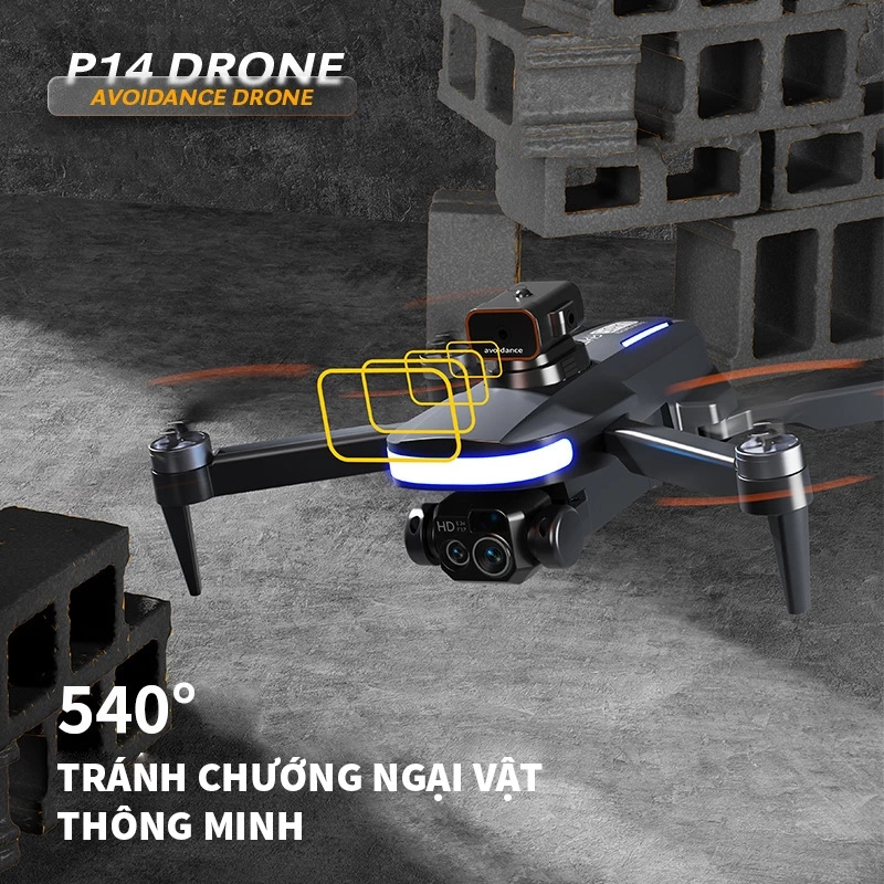 Flycam P14 Pro, flycam giá rẻ Động Cơ Không Chổi Than, tránh va chạm, hợp với người mới chơi ...