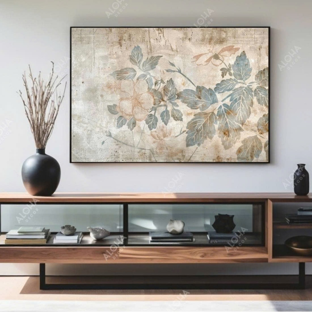 Tranh trừu tượng hoa lá nghệ thuật hiện đại Tranh treo tường decor ...
