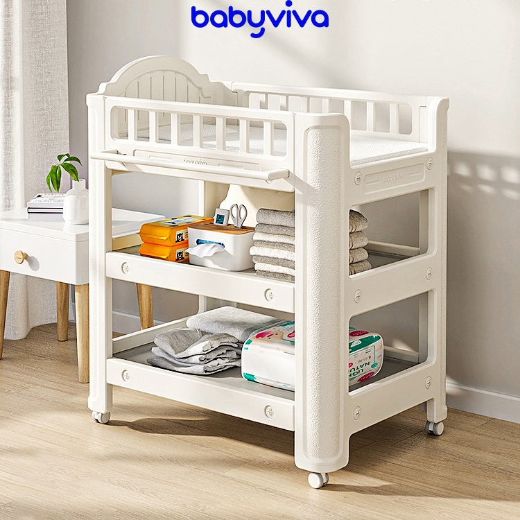 Bàn thay tã kết hợp tủ đựng đồ di động cho trẻ sơ sinh Babyviva | Shopee Việt Nam