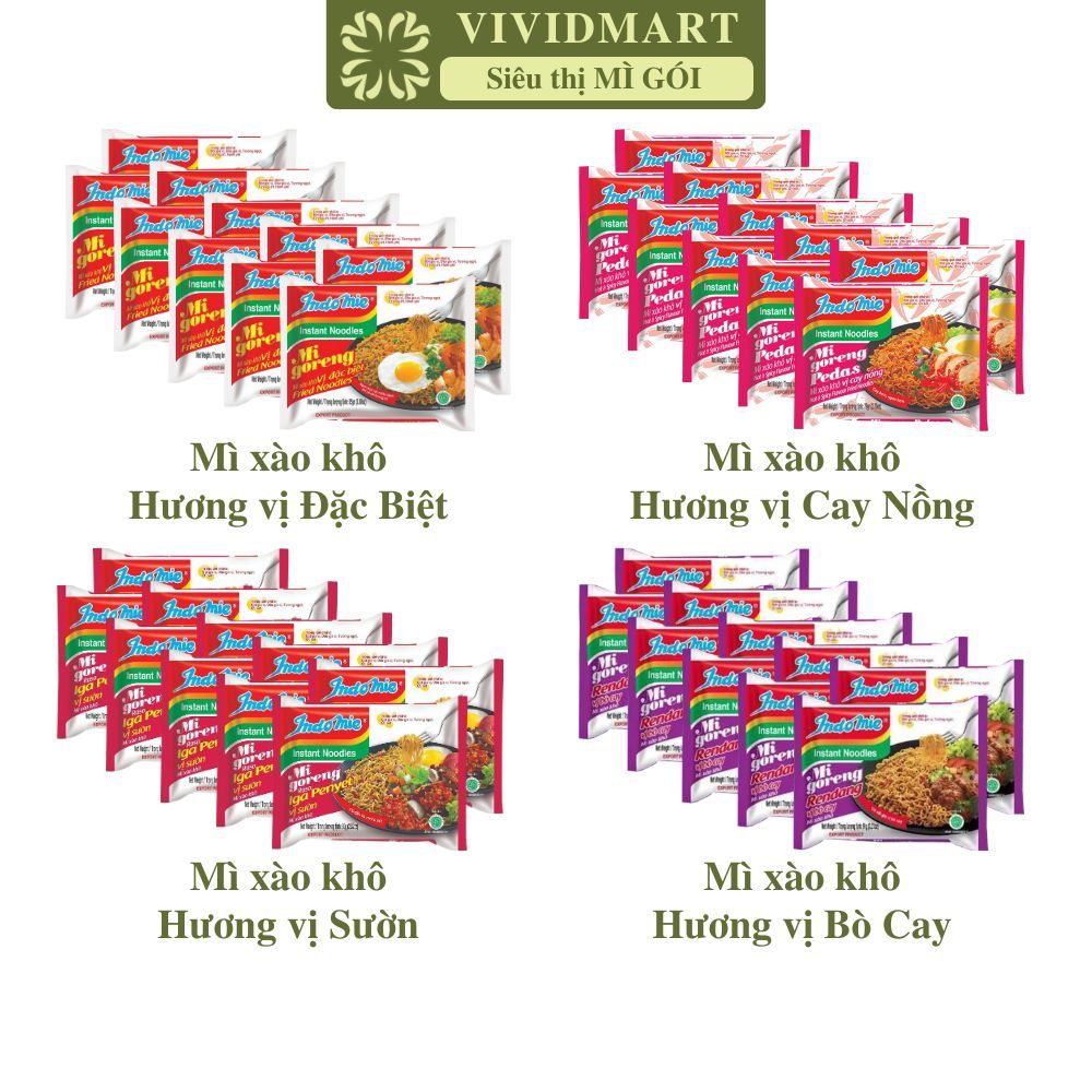 [SET 10 GÓI] - INDOFOOD - Mì xào khô Indomie Goreng 4 vị: Đặc biệt ...