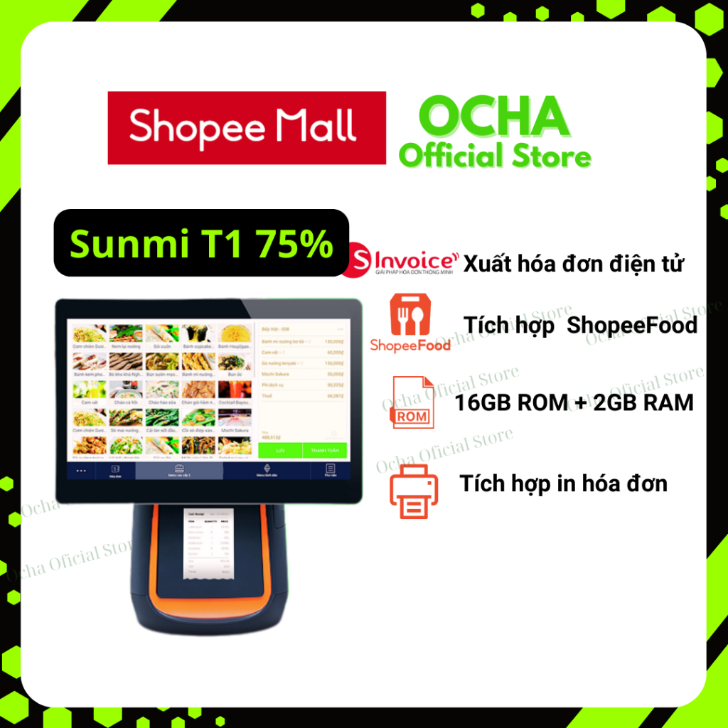 [Ocha - Độc quyền nhận đơn ShopeeFood] Máy bán hàng Ocha Sunmi T1 Used ...