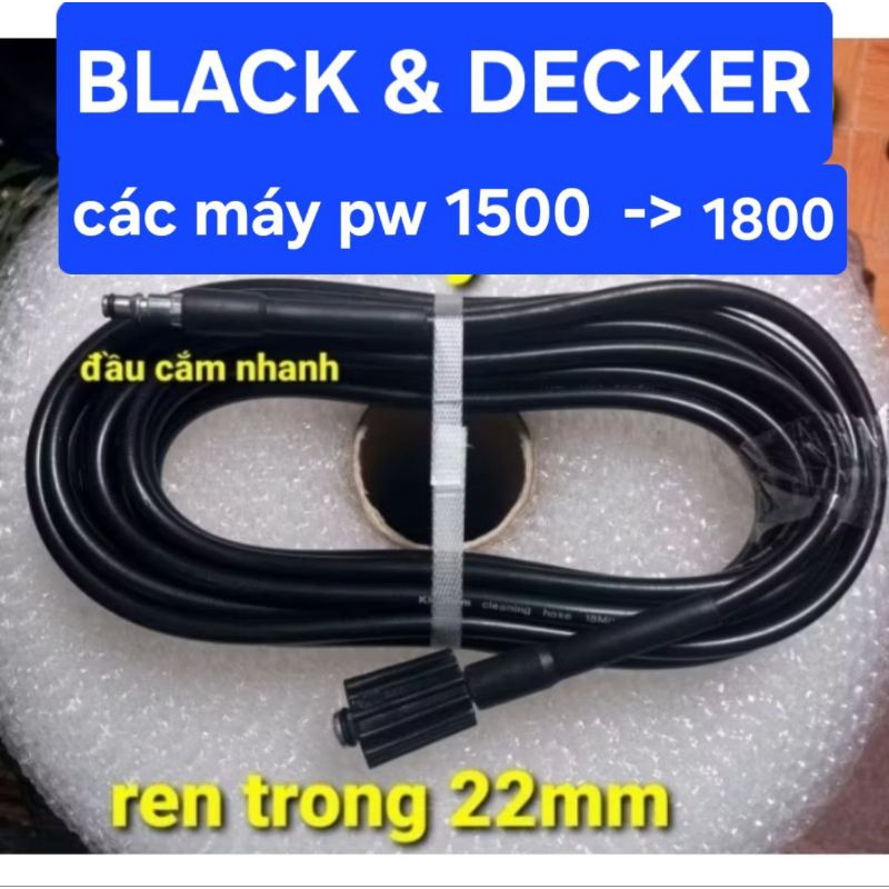dây rửa xe cho máy rửa xe black decker PW1500, 1600psi, PW1700, PW1800 ...
