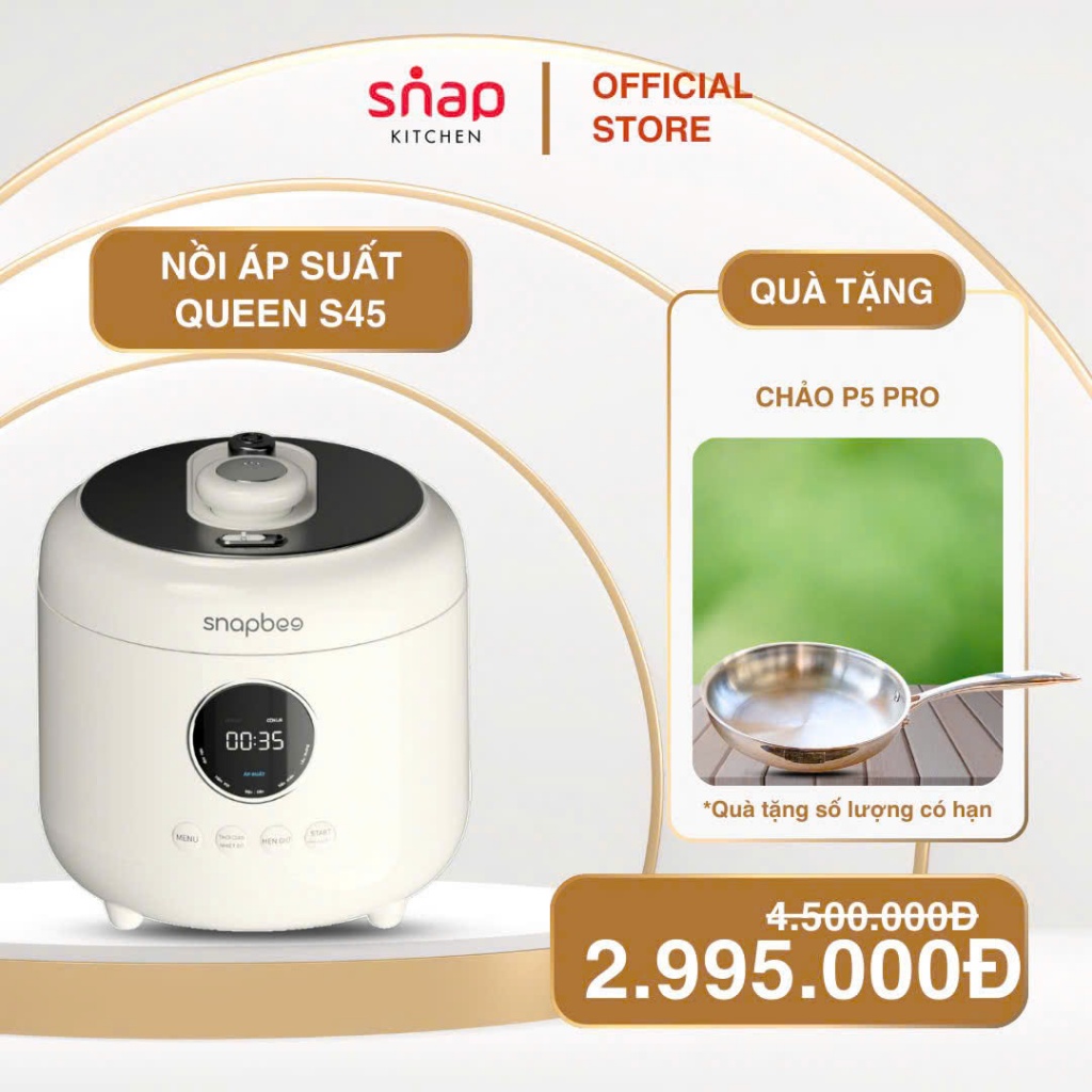 Nồi áp suất Snapbee Queen S45 dung tích 4.5L công suất 1000w 2 lòng nồi ...