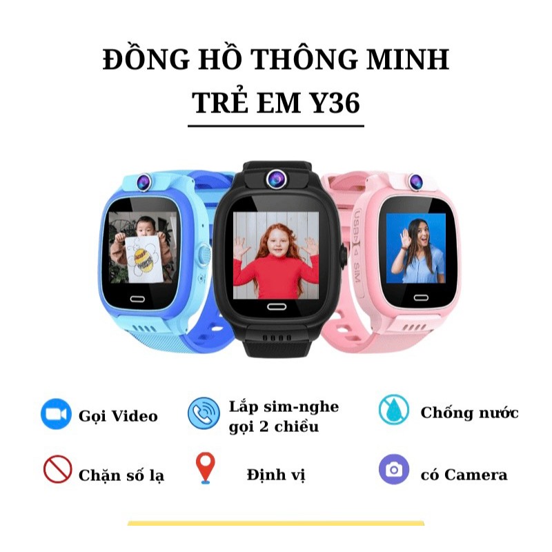 Đồng hồ thông minh trẻ em lắp sim nghe gọi định vị y36 gọi video có hỗ trợ tiếng việt | Shopee ...