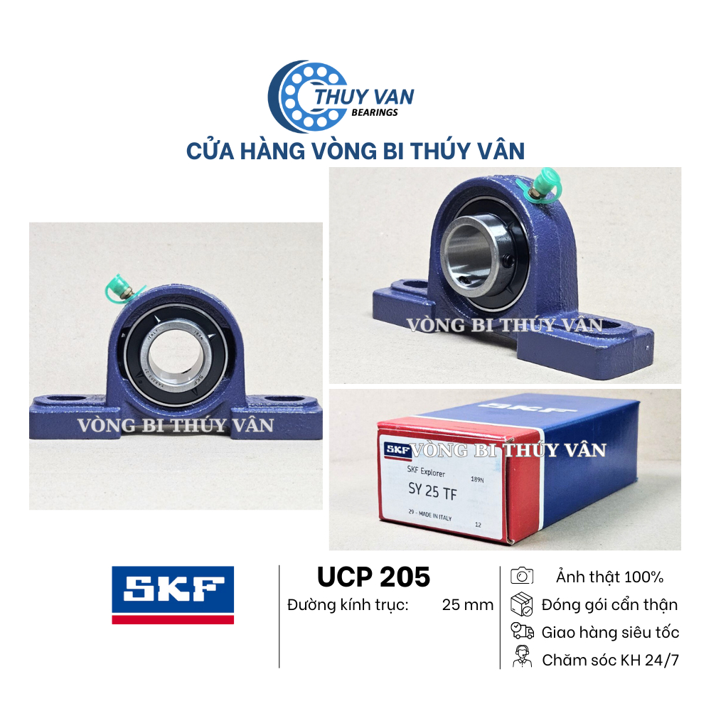 Gối đỡ vòng bi bạc đạn UCP 205 206 207 208 209 SY 25 30 35 40 45 hãng SKF | Shopee Việt Nam
