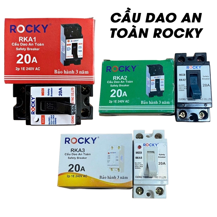 Cầu dao an toàn ROCKY 15A 20A 30A 40A RKA1, RKA2, RKA3 CB aptomat MCCB ...