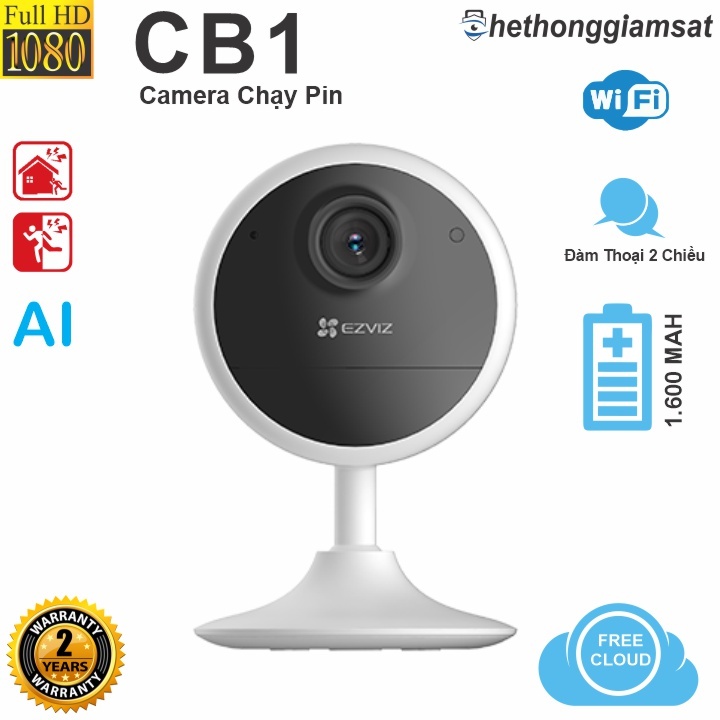 Camera Wifi Dùng Pin Sạc EZVIZ CB1 1080P 2MP - Pin 1.600mAh - Đàm Thoại ...