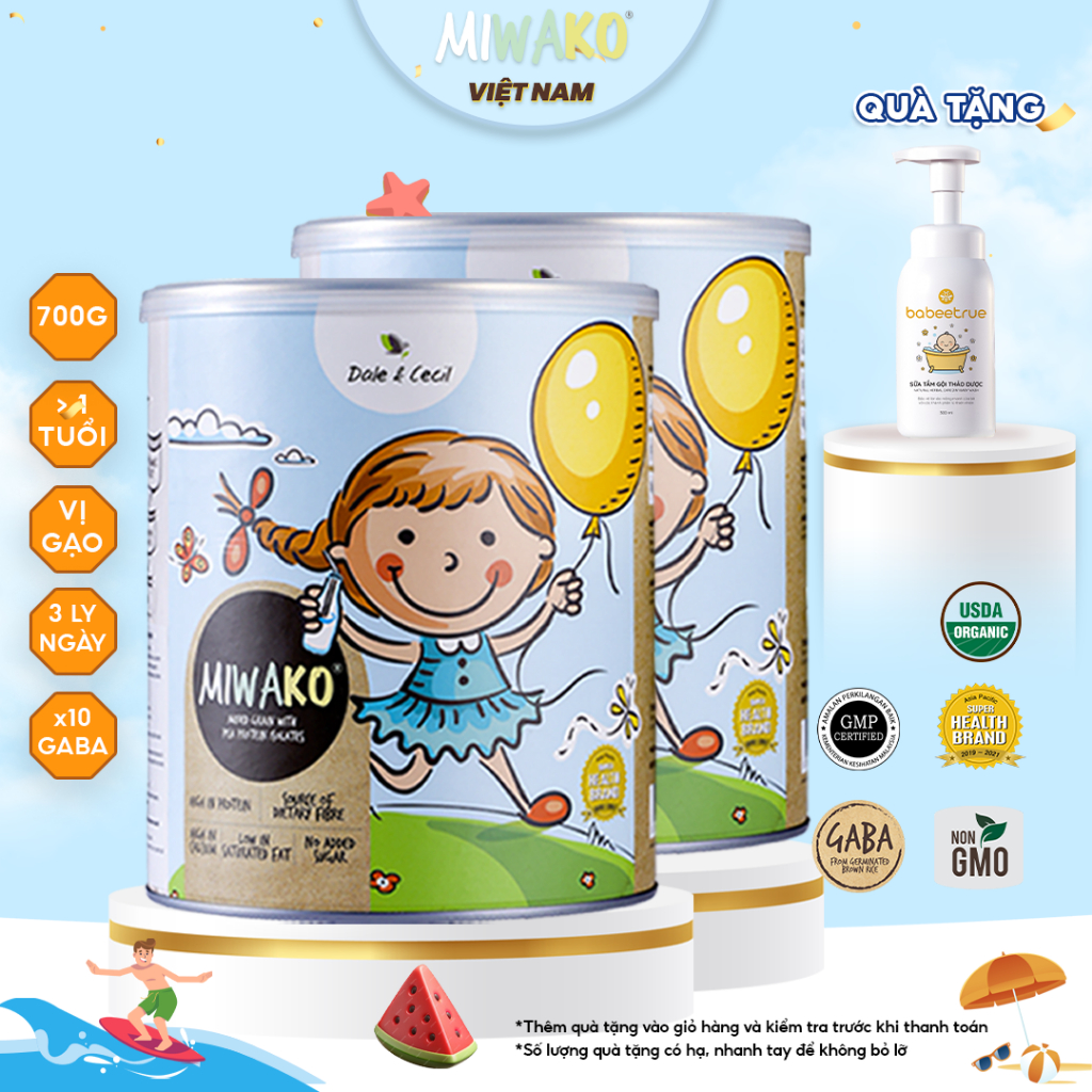 Sữa Hạt MIWAKO Vị Gạo Hộp 700g x 2 Hộp (1.4kg) Chuẩn Hữu Cơ, Tăng Cường Đề Kháng - Miwako ...