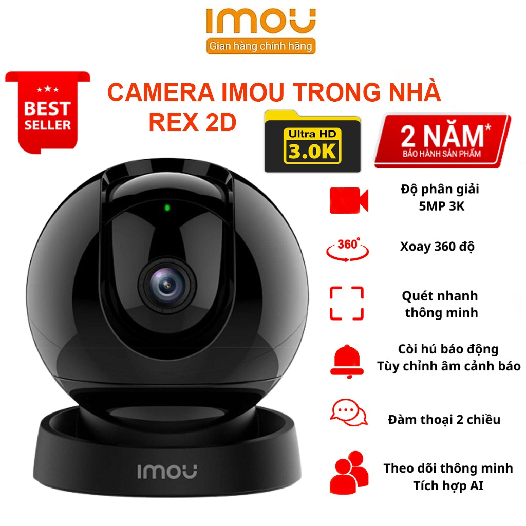 Camera Wifi Imou Rex 2D 3MP 5MP 2K 3K Tua theo điểm, Còi hú Báo Động ...