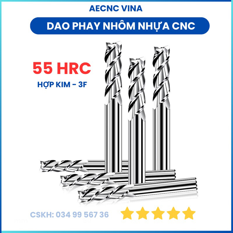 Dao phay ngón gia công nhôm nhựa cnc mũi phay 3F hợp kim 55 HRC | Shopee Việt Nam