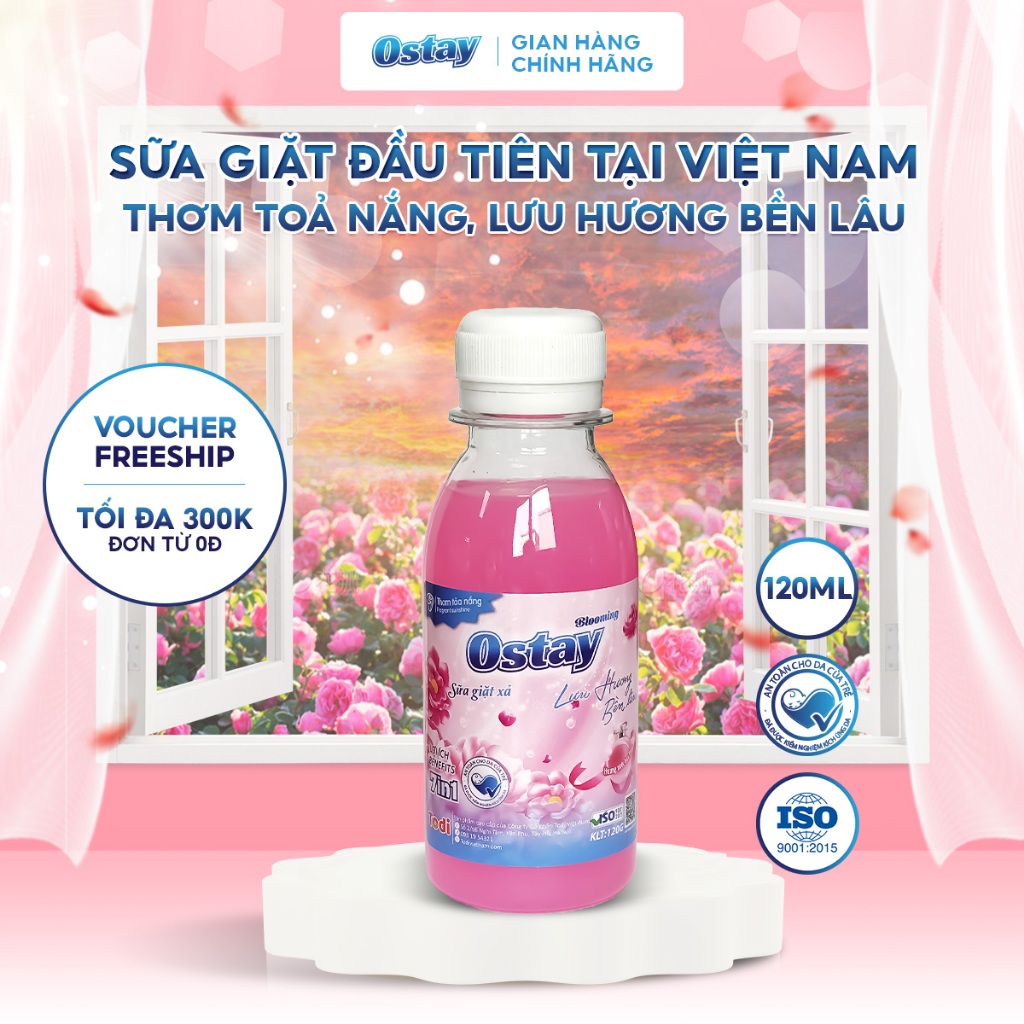 Sữa giặt xả OSTAY 7in1 Đậm đặc Mini size 120G, thơm tỏa nắng, lưu hương bền lâu, sạch thơm như ...