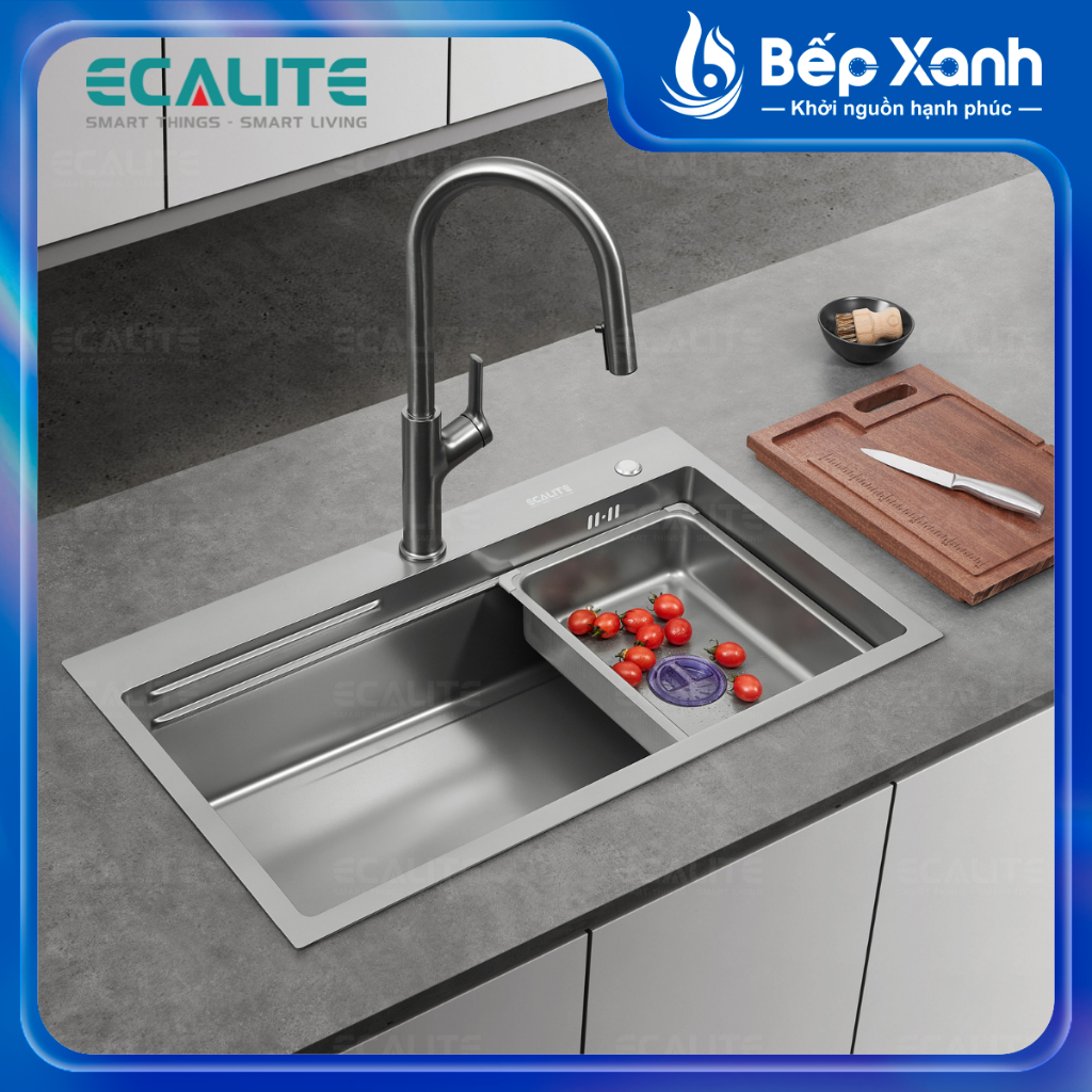 [ĐỘC QUYỀN ONLINE - TẶNG VÒI 4TR5] Chậu Rửa Chén 1 Hộc Lớn Bertha Munual Sink Ecalite ES ...