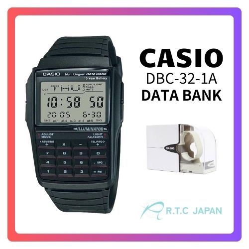 CASIO Multi-Lingual DATA BANK Men's Watch DBC-32-1A Black / Black ...