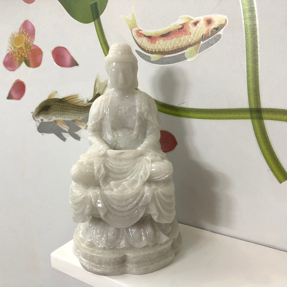 Tượng đá đức phật A Di Đà ngồi thiền trên tòa sen - Chiều cao 20cm ...