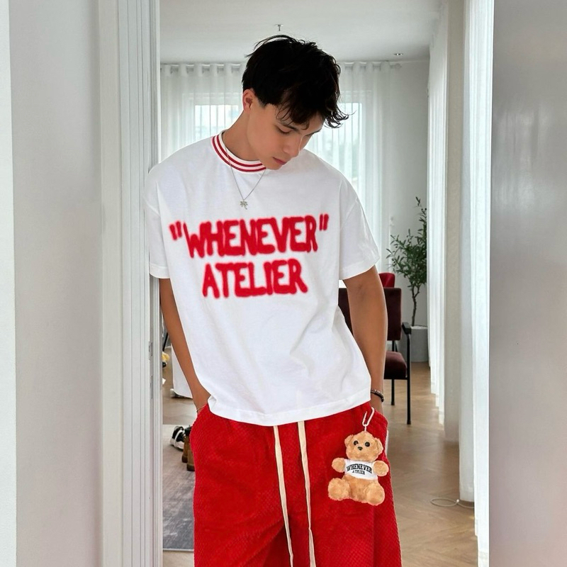 Áo thun WHENEVER ATELIER SPRAY STRIPED vải cotton cao cấp dày dặn, hình ...